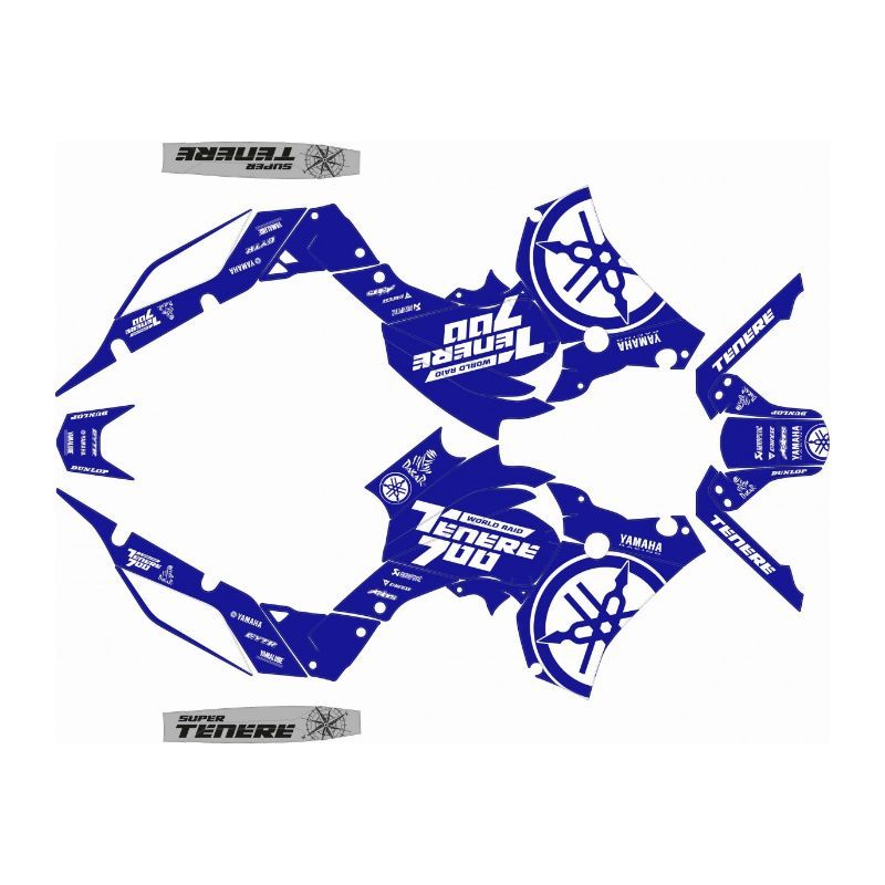 Rr Graphics Logo Yamaha Teneré 700 (2017-2022) Blue / White Decal Kit ...