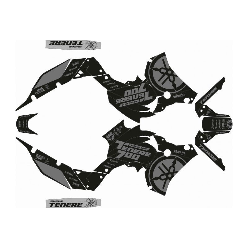 Rr Graphics Logo Yamaha Teneré 700 (2017-2022) Black / Gray Decal Kit ...