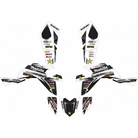 Complete Rr Graphics Kit Suzuki Ltr 450 (2006-2011) White / Black Sk ...
