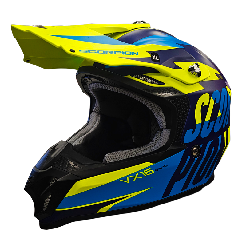 Outlet Casco Scorpion Vx-16 Evo Air Slanter Color Azul Claro / Azul ...