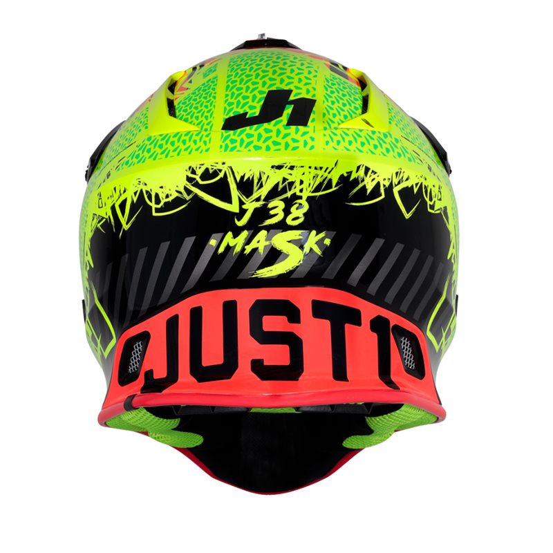 Casco Just1 J38 Mask Color Amarillo Fluor / Rojo / Negro 580J38M1