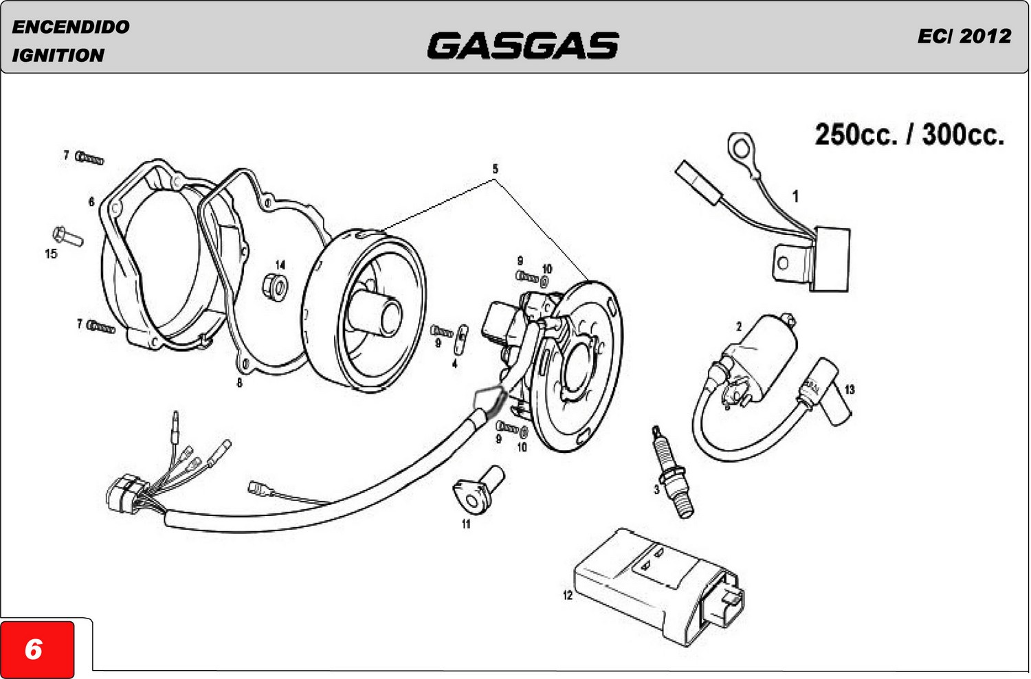Allumage Gas Gas Ec-2T-300 2012 - Motocrosscenter: Livraison 24-48H ...